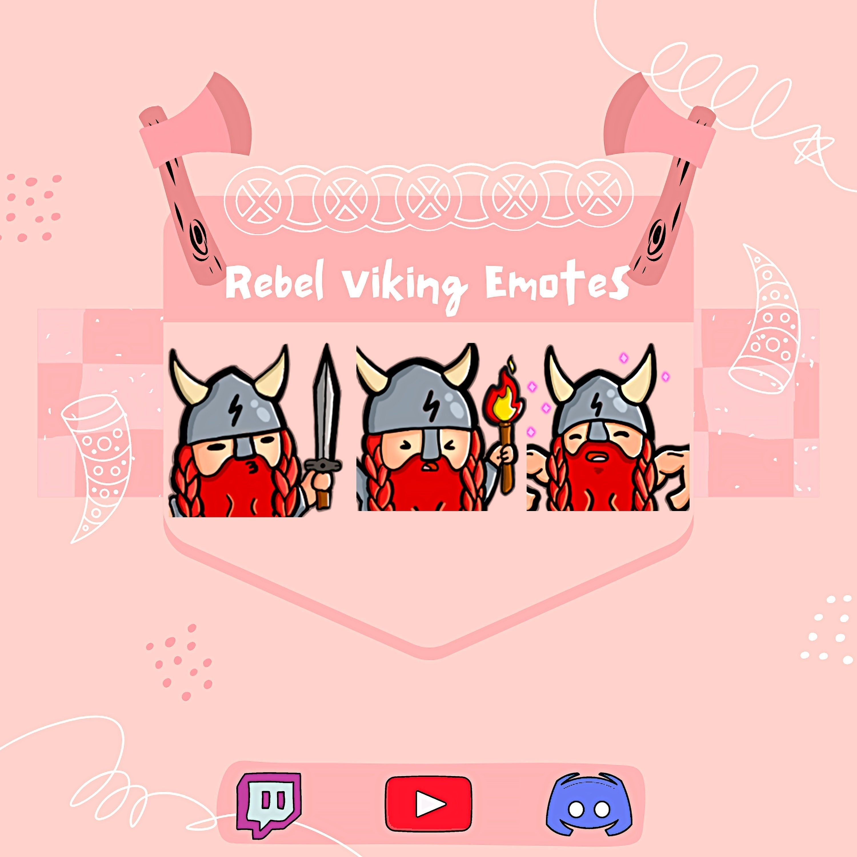 Rebel Viking Red Hair Twitch Emote Pack Determined Angry - Etsy