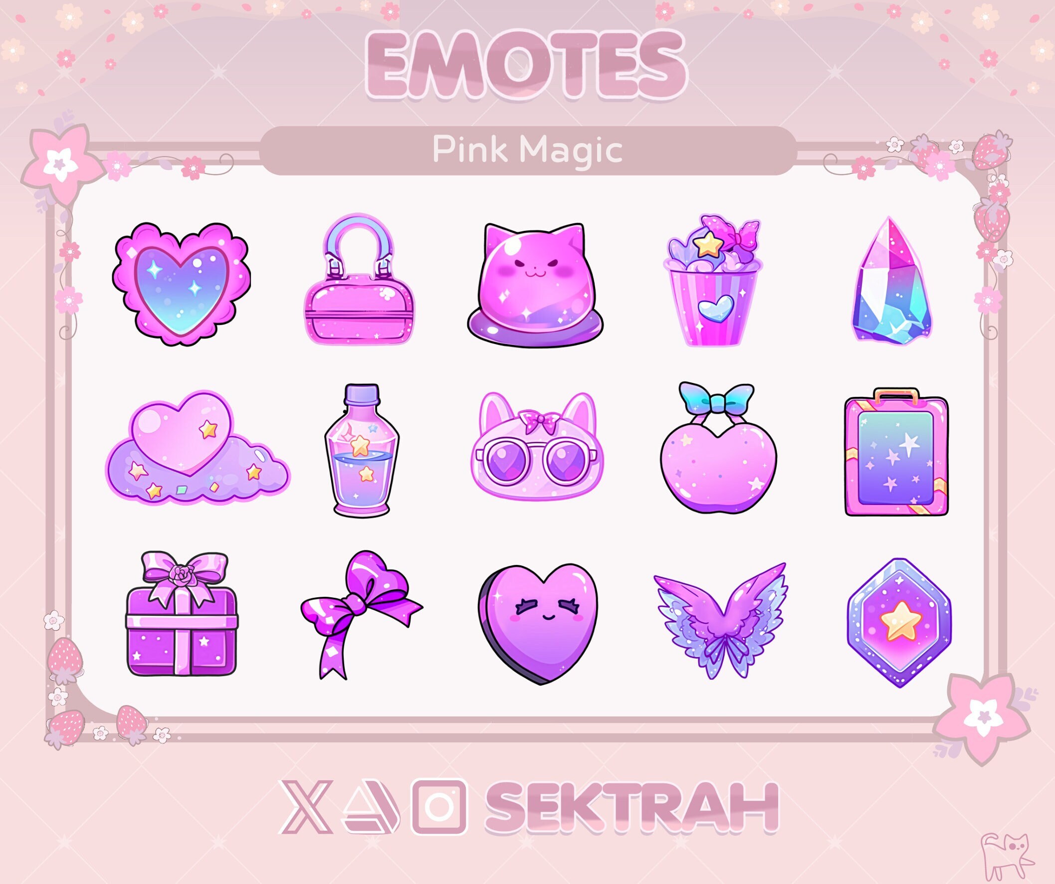 Pink Magic Twitch Emotes / Sub Badges Discord Roles Bits Channel Point ...