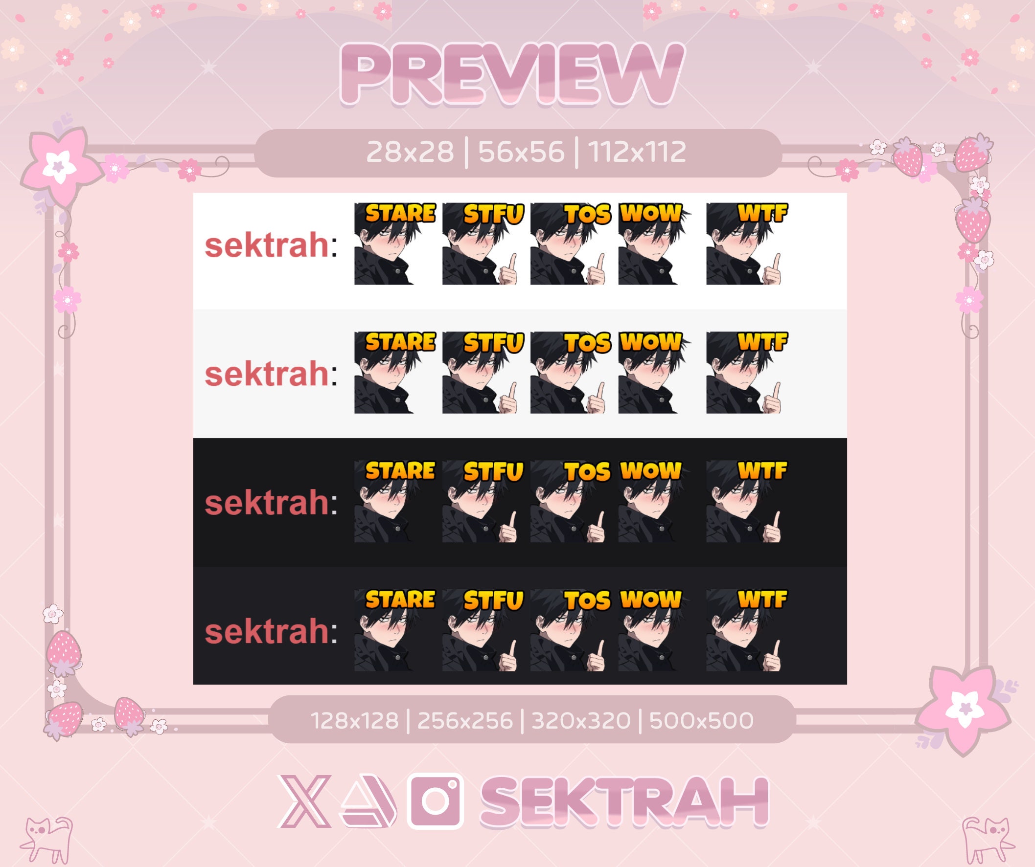 21 Cute Megumi Fushiguro JJK Emotes/sticker Pack Streaming on Twitch ...