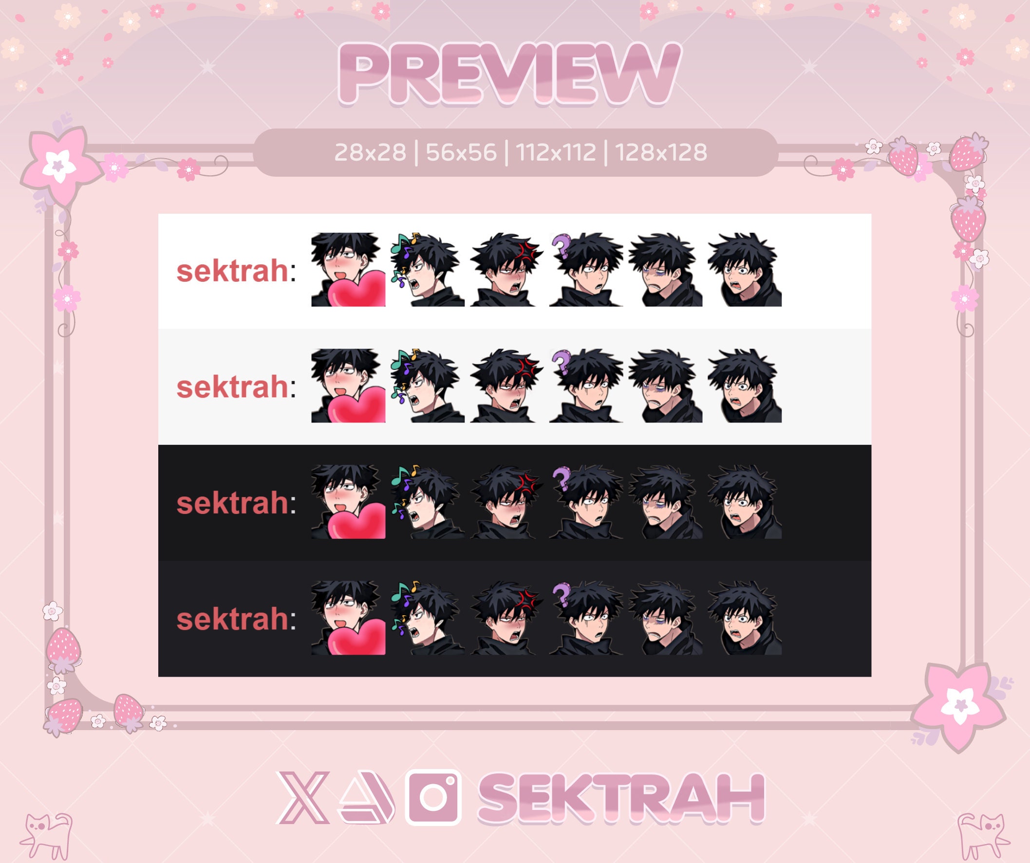 Megumi Fushiguro JJK Emote/sticker Pack Streaming on Twitch/youtube and ...