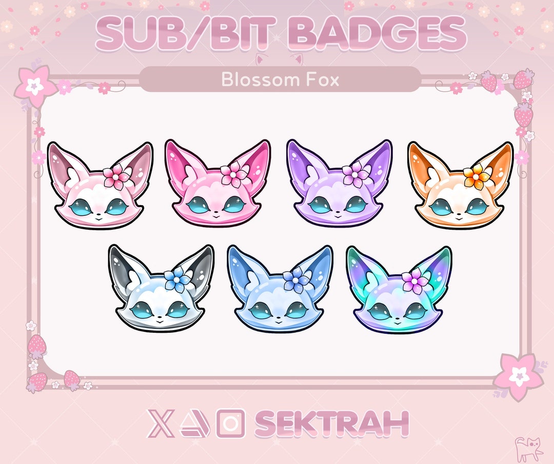 Cute Cherry Blossom Fox Emotes/sub/bits Badge Pack Streaming on Twitch ...