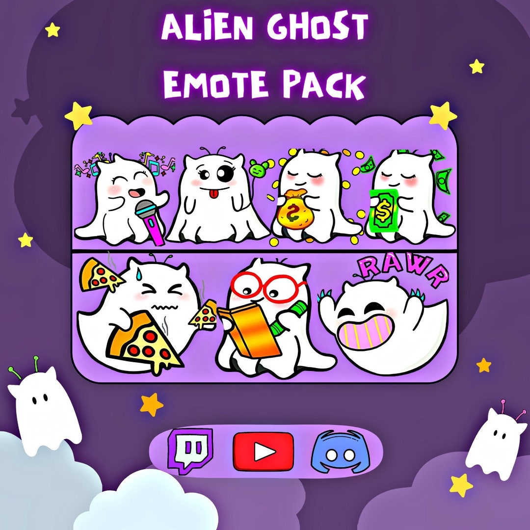 Alien Ghost Emote Pack 1 Adorable Ghost/alien/cat Reaction - Etsy