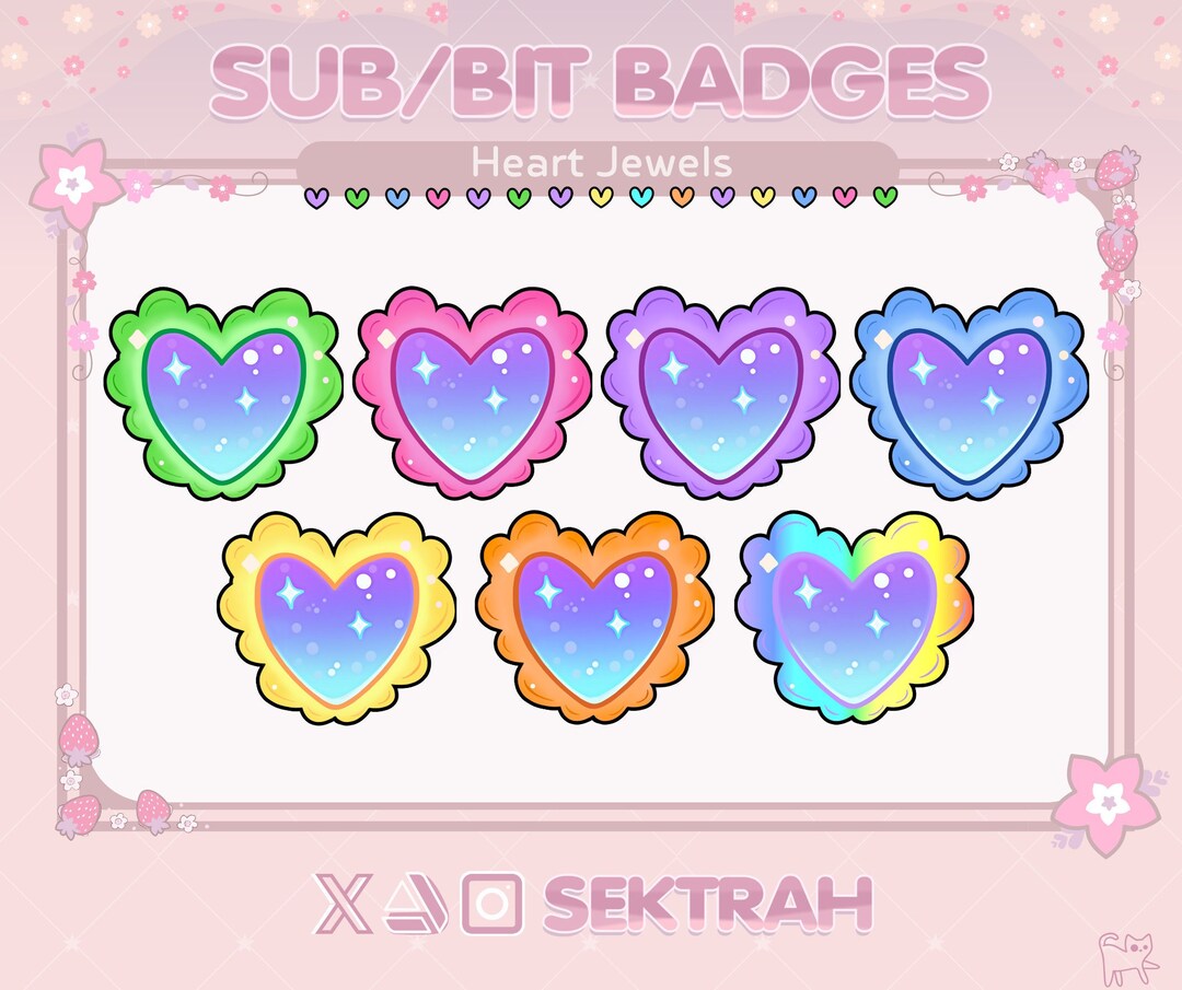 Mystic Jewels Heart Sub Badges: Pastel Sparkle Collection - Etsy