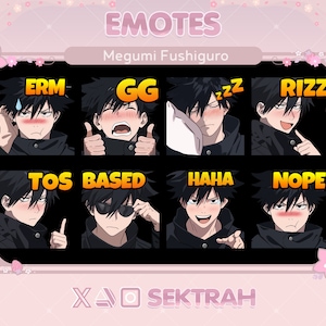 21 Cute Megumi Fushiguro JJK Emotes/sticker Pack Streaming on Twitch ...