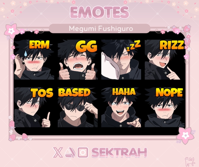 21 Cute Megumi Fushiguro JJK Emotes/sticker Pack Streaming on Twitch ...