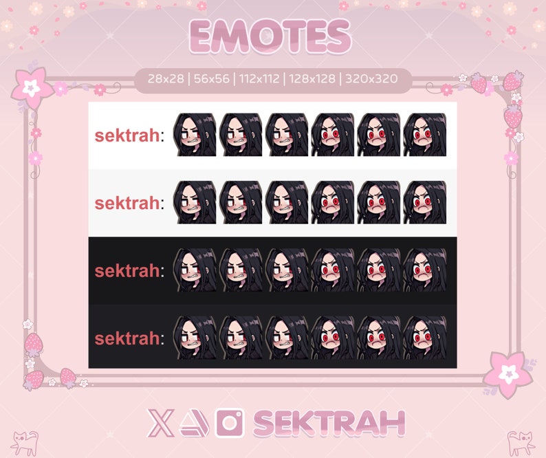 Goth Girl Emotes: Black Hair, Twitch/discord Streaming Pack (digital ...
