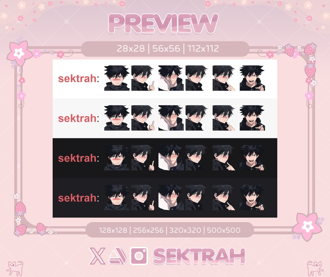 Megumi Fushiguro Emotes/sticker Pack – JJK Twitch/discord (digital ...