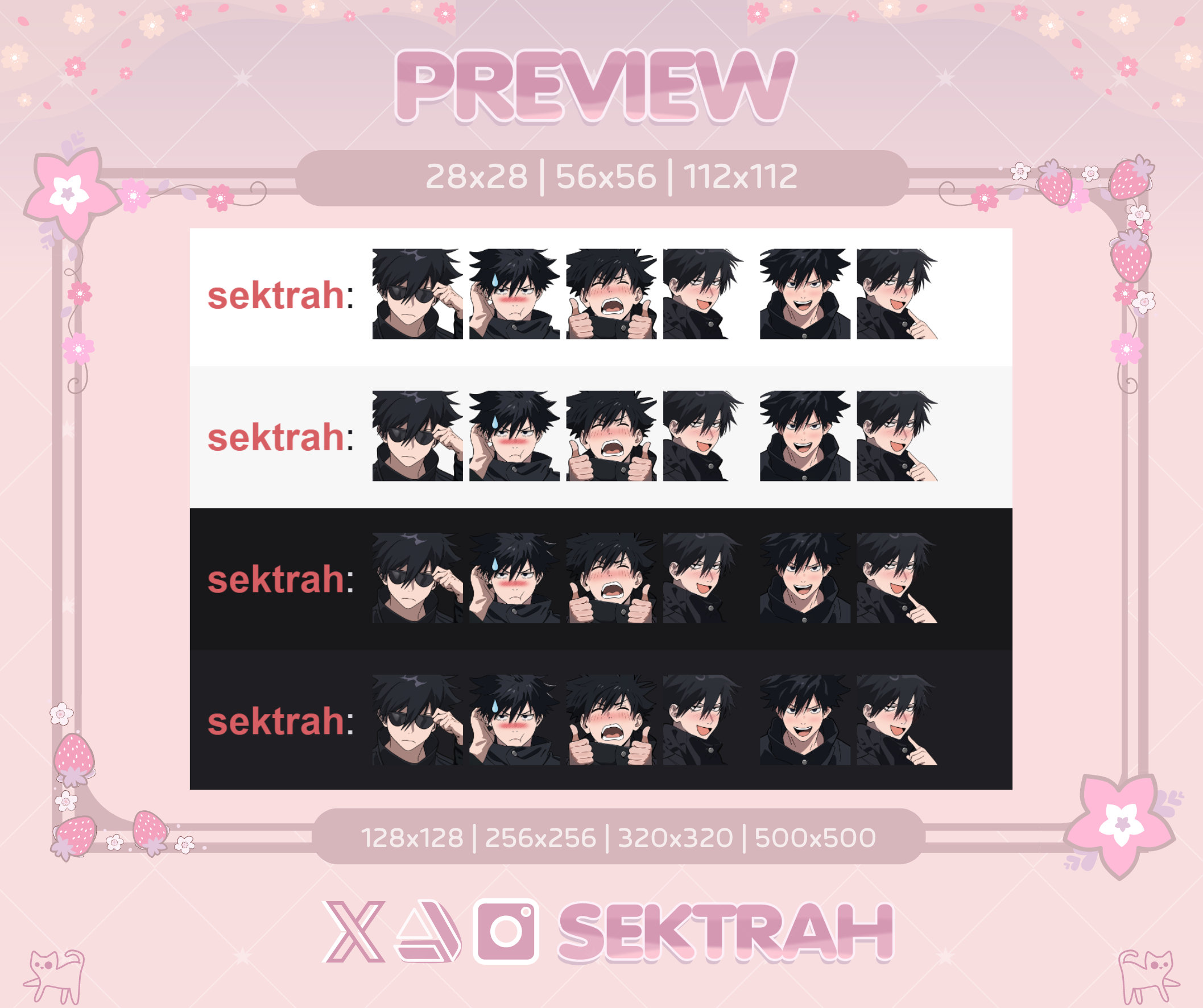 Megumi Fushiguro Emotes/sticker Pack – JJK Twitch/discord (digital ...