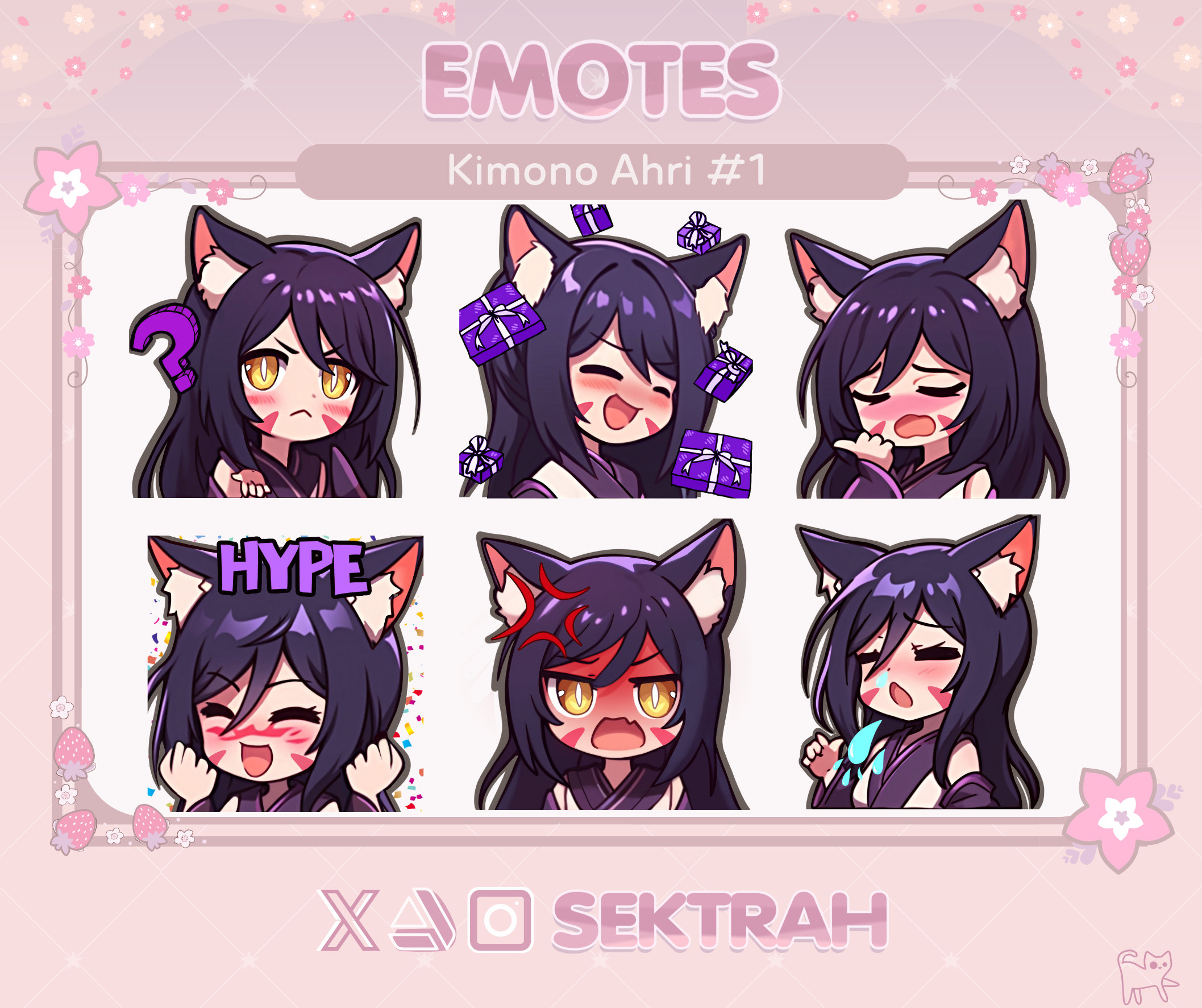 Cute League of Legends Ahri Emote/sticker Pack 1 Streaming on Twitch ...