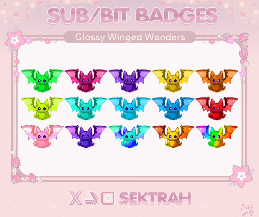 Twitch Sub Badges / Bit Badges / Bats Glossy Winged Wonders / Goth ...