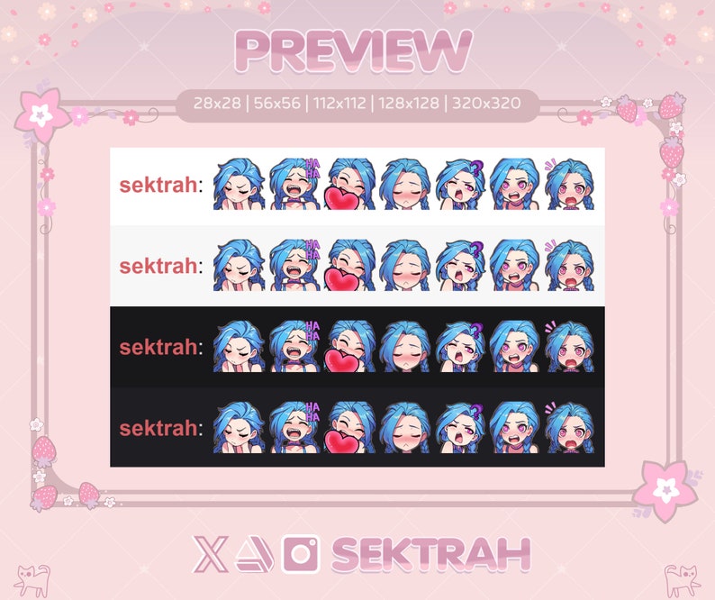 Cute League of Legends Jinx Emote/sticker Pack Streaming on Twitch ...