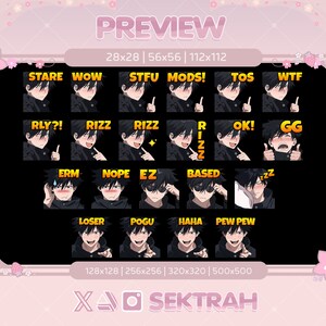 21 Cute Megumi Fushiguro JJK Emotes/sticker Pack Streaming on Twitch ...