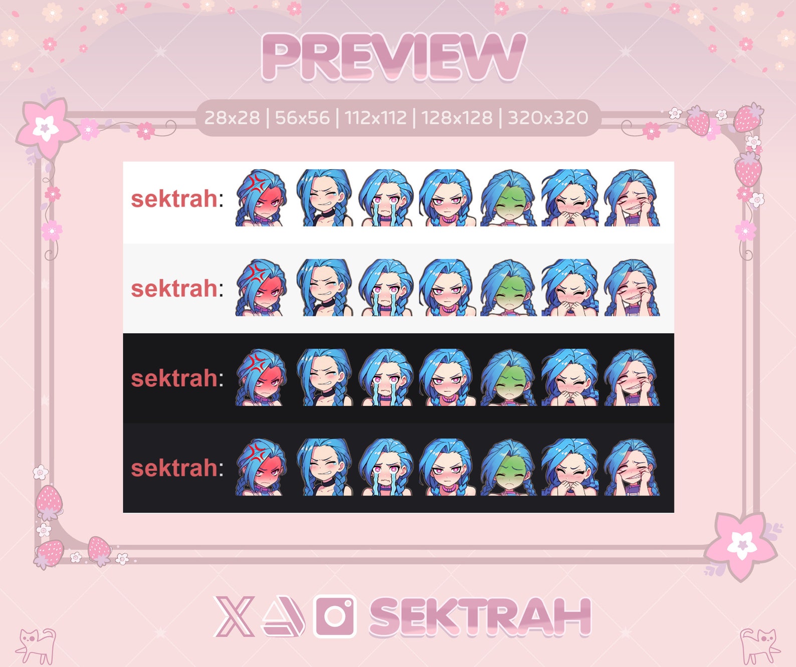 Jinx Emote Pack | League of Legends Twitch/discord Reactions (digital ...
