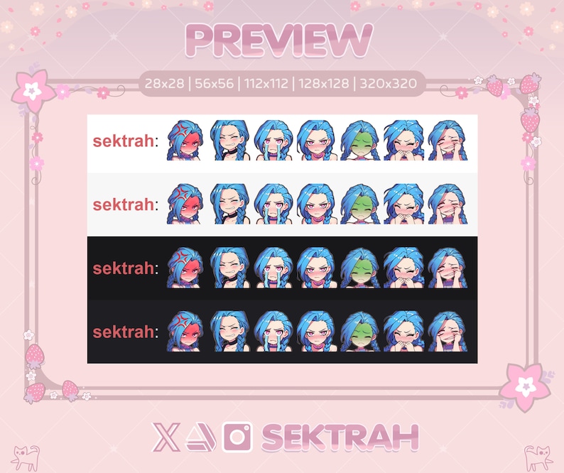 Cute League of Legends Jinx Emote/sticker Pack Streaming on Twitch ...