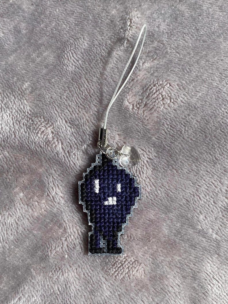 Stardew Valley Krobus Sprite Cross Stitch Keychain - Etsy Australia