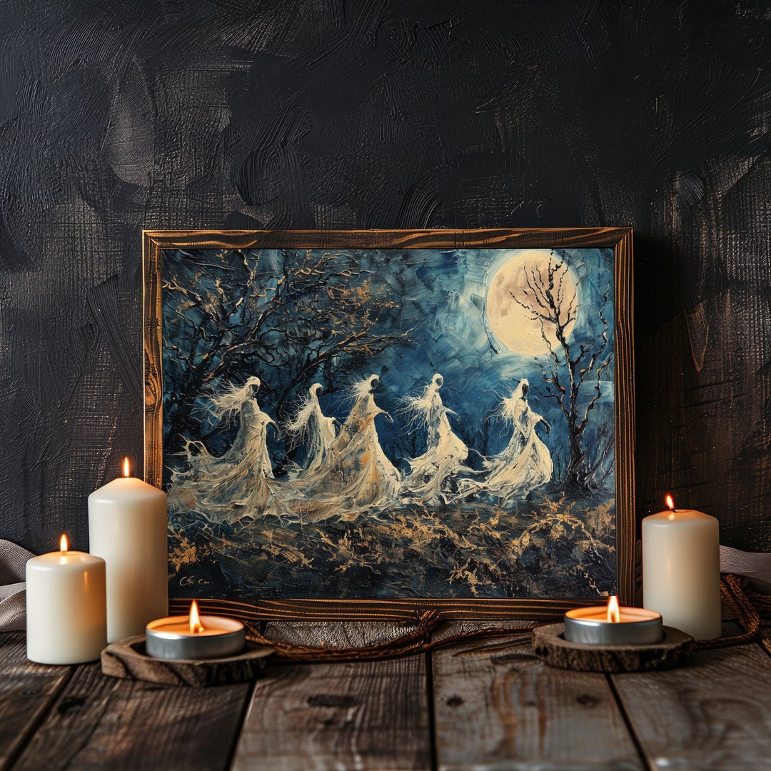 Moon Witches Convene Wall Art Print - Dark Art Painting - Perfect for ...