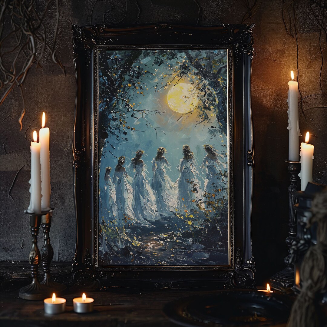 Witches Convene Moon Ritual Wall Art Print - Halloween Decoration ...