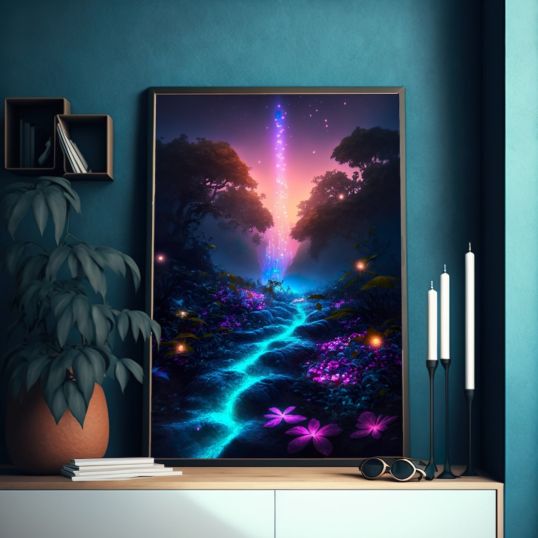 Fantasy Spiritual Forest Wall Art Print | Magical Colorful Flowers ...