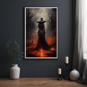Raging Fire Witch Digital Art Fantasy Painting Wall Decor Perfect ...