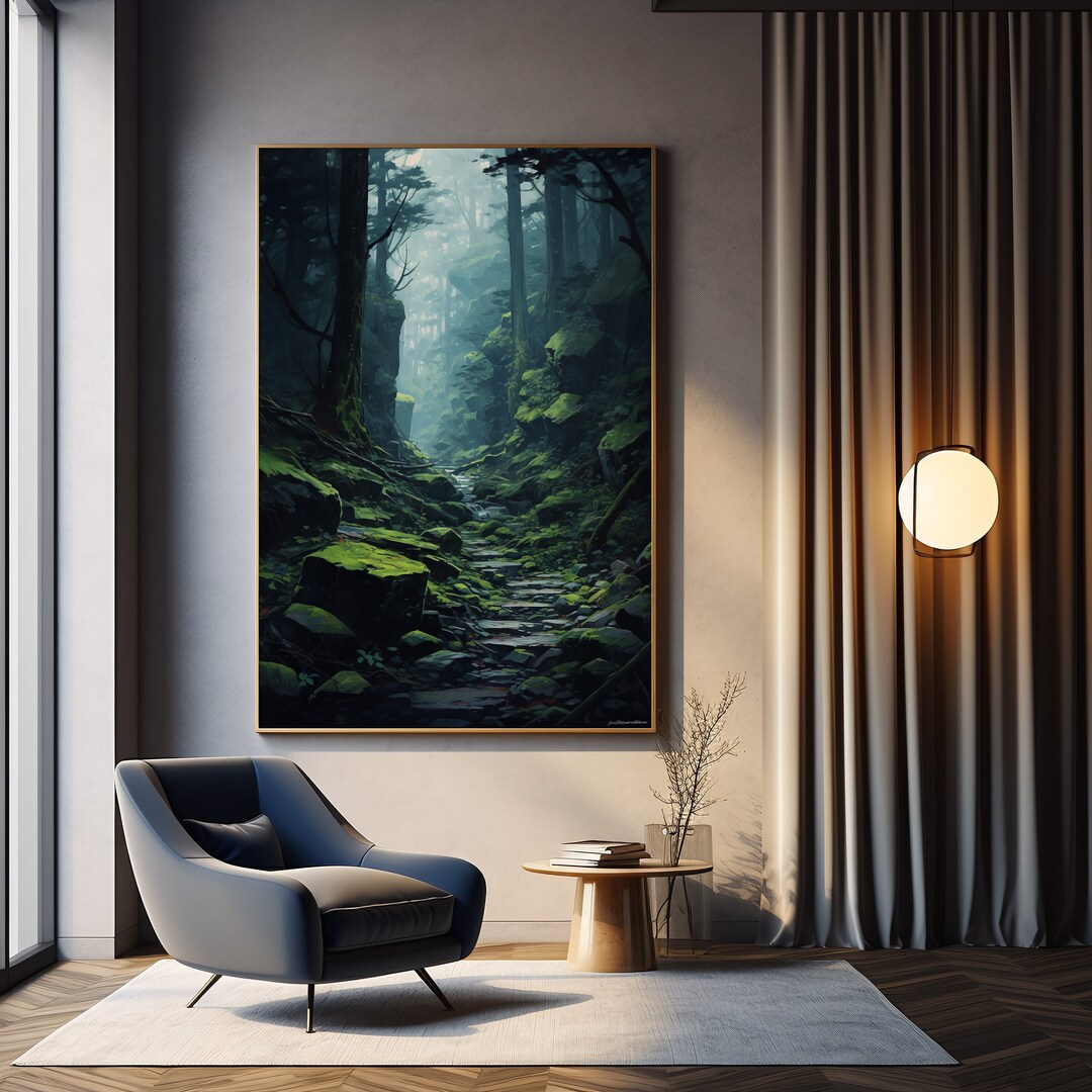 Dark Jungle Path in Forest Art Print - Spring Painting - Perfect Gift ...