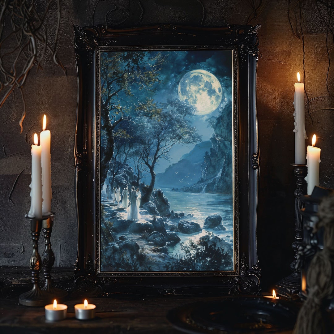 Moon Witches Convene Wall Art Print Dark Art Painting Perfect for ...