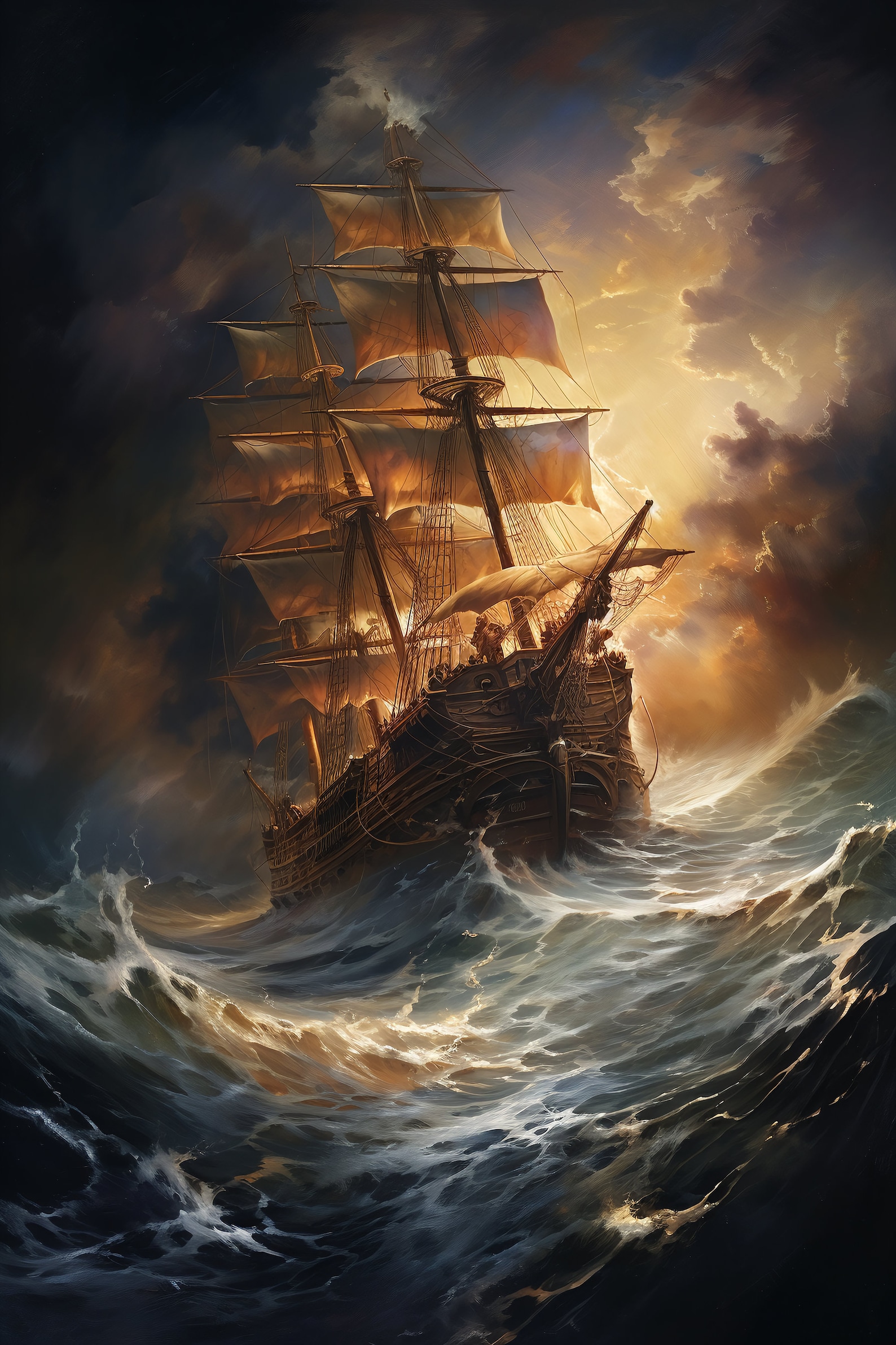 Tides and the Ship Art Print Landscape Painting Perfect to Gift ...