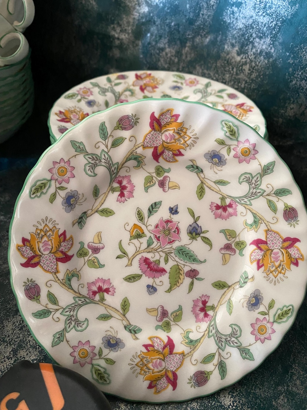 Minton - Haddon Hall - Green Edge - 16cms Tea Plate - Preowned ...