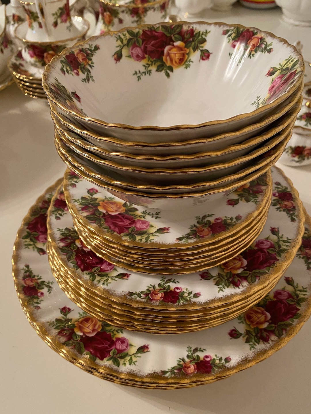 Royal Albert Old Country Roses Part Dinner Service for 6 English Bone ...