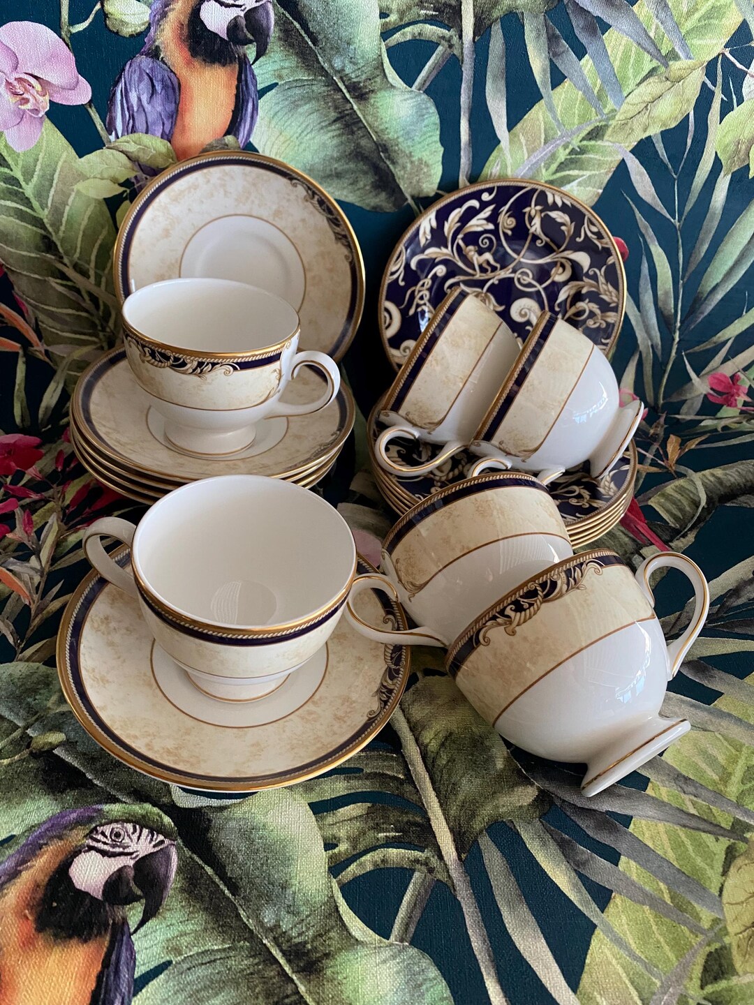 Wedgwood Cornucopia Tea Cups and Saucer Trio X6 Bone China England ...