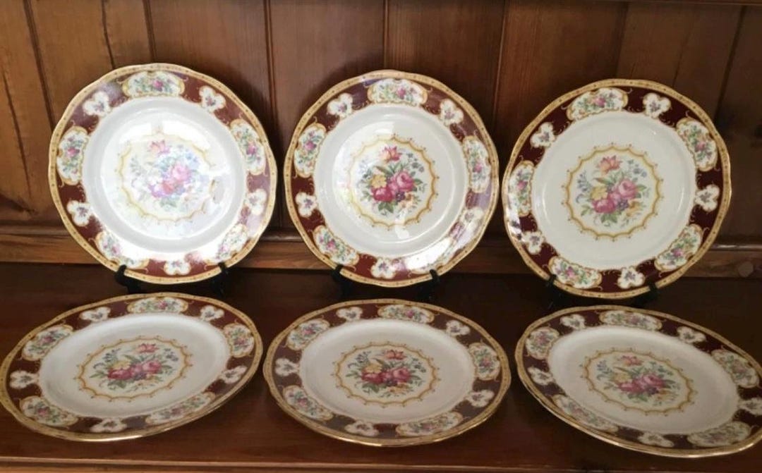 Set of Six Royal Albert Lady Hamilton Dinner Plates Bone China England ...