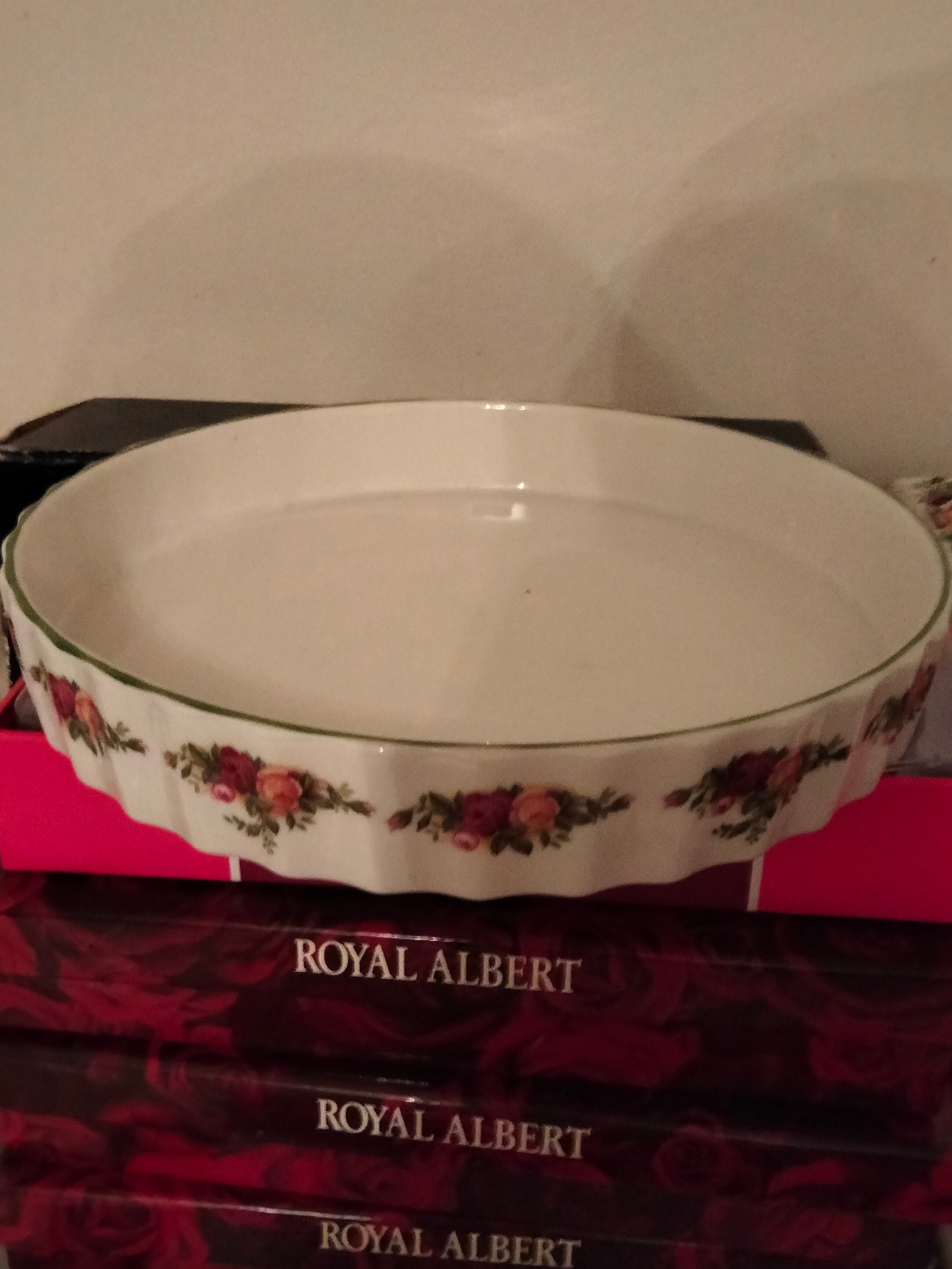 Vintage Royal Albert Old Country Roses Bone China Bakeware Round Dish ...
