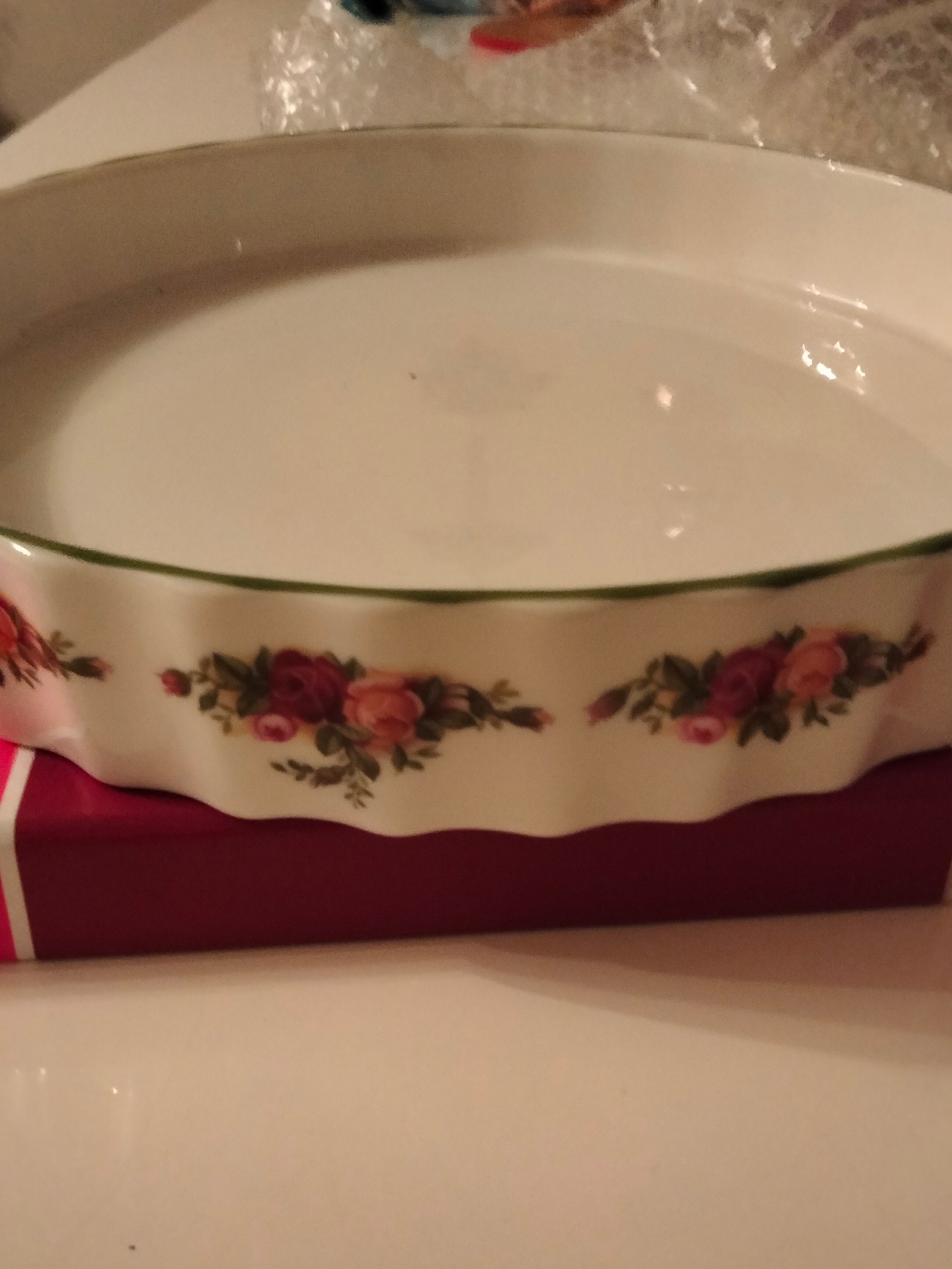 Vintage Royal Albert Old Country Roses Bone China Bakeware Round Dish ...