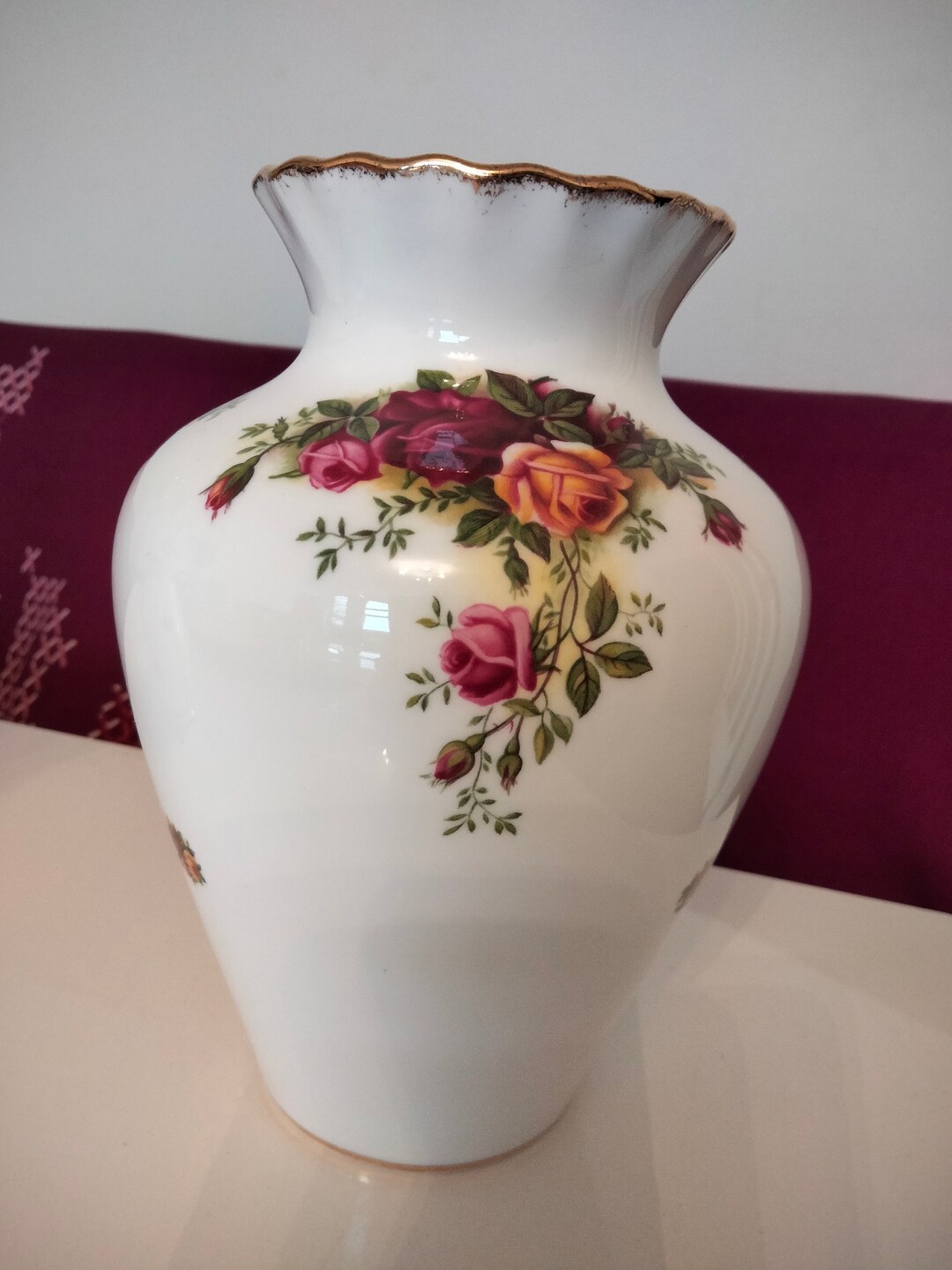 Vintage Royal Albert Country Roses Vases - Etsy UK