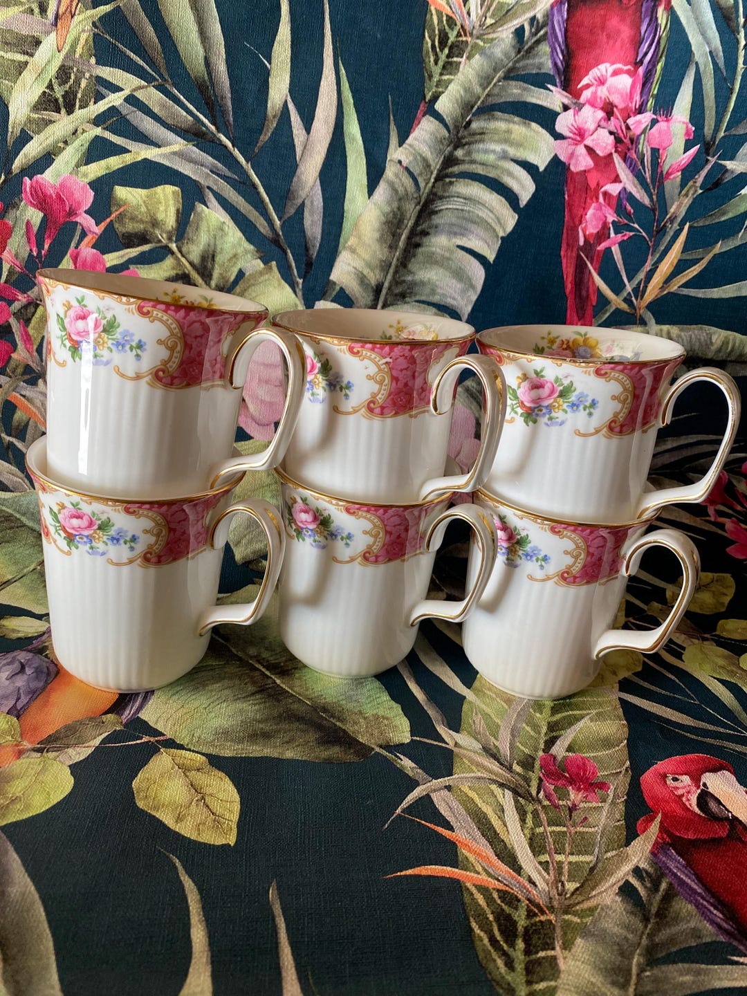 Royal Albert Lady Carlyle Mugs Tea Ware Set of 6 Bone China England ...