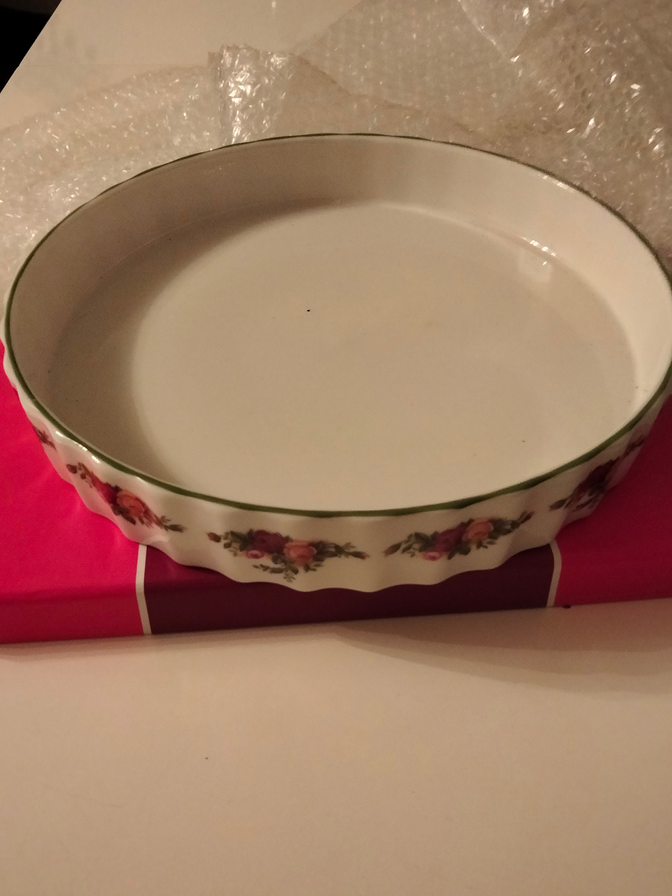 Vintage Royal Albert Old Country Roses Bone China Bakeware Round Dish ...