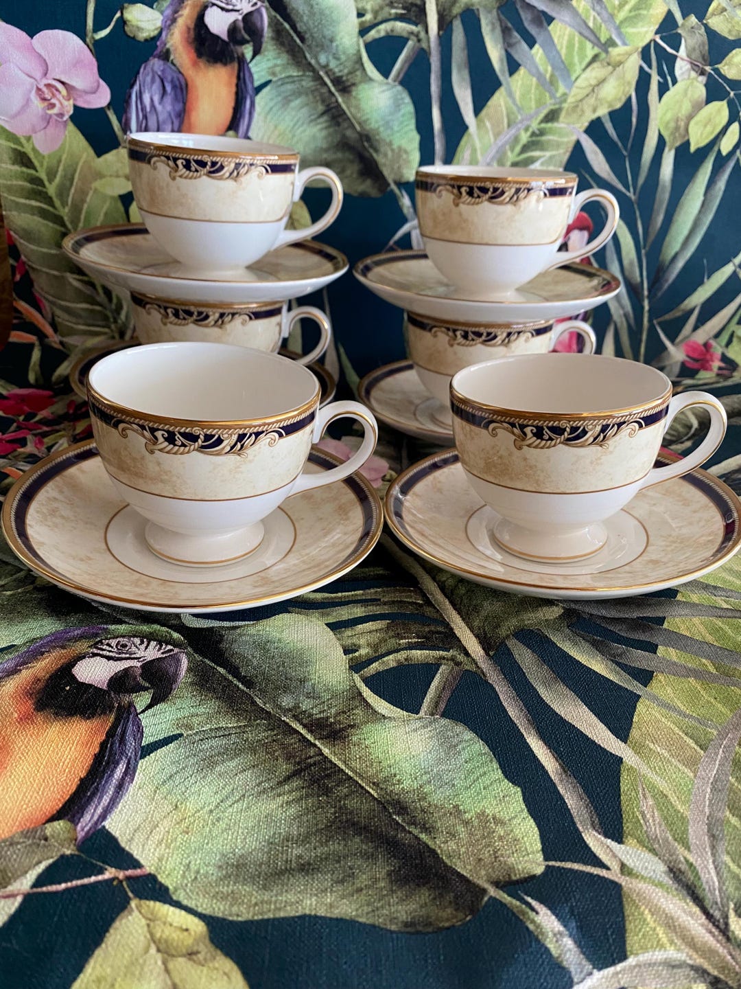 Wedgwood Cornucopia Tea Cups and Saucer Duos X6 Bone China England ...