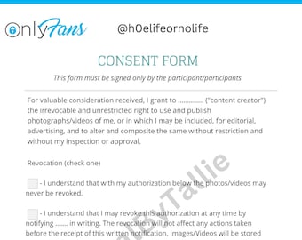 Onlyfans Release Form Digital Download Template - Etsy