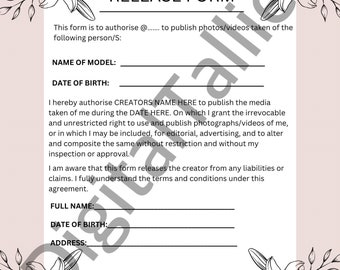 Onlyfans Content Consent Form, Editable Template, Digital Download - Etsy