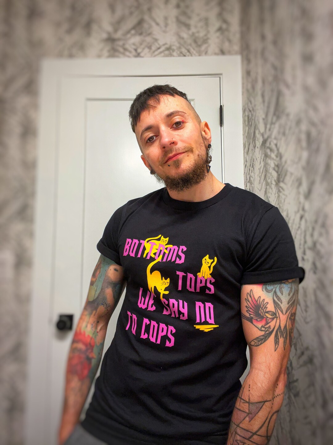 Bottoms, Tops, No Cops Crop Top and Cuffed T-shirt - Etsy