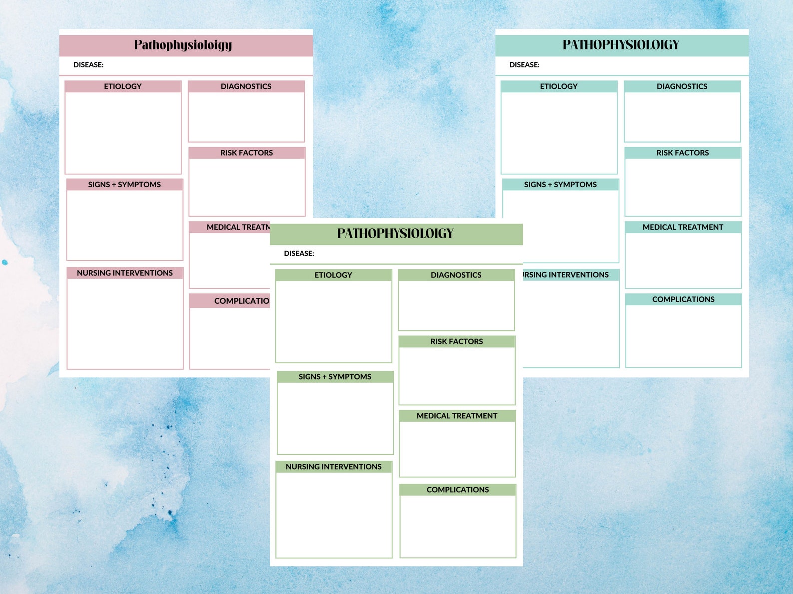 Pathophysiology Template,printable Nursing Student Pathophys Template ...