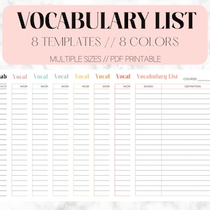 Vocabulary List Worksheet, Vocabulary List Template, Vocab List ...