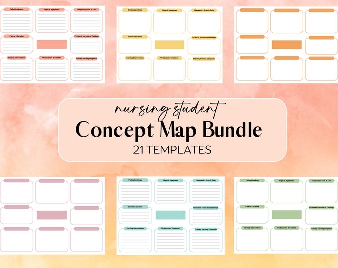 Nursing Concept Map Bundle | 5 Concept Maps | Nursing School Notes ...