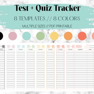 Test and Quiz Tracker Template, Test Planner, Quiz Planner,test and ...