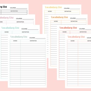 Vocabulary List Worksheet, Vocabulary List Template, Vocab List ...
