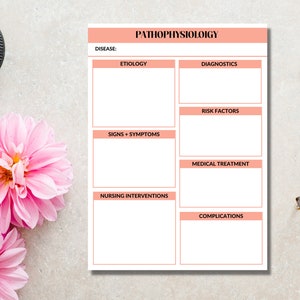 Pathophysiology Template,printable Nursing Student Pathophys Template ...