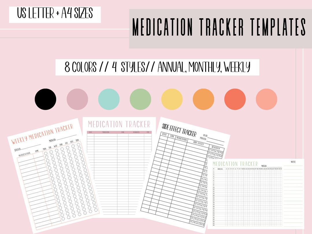 Medication Tracker Template Bundle, Printable Medication Chart, Medical ...