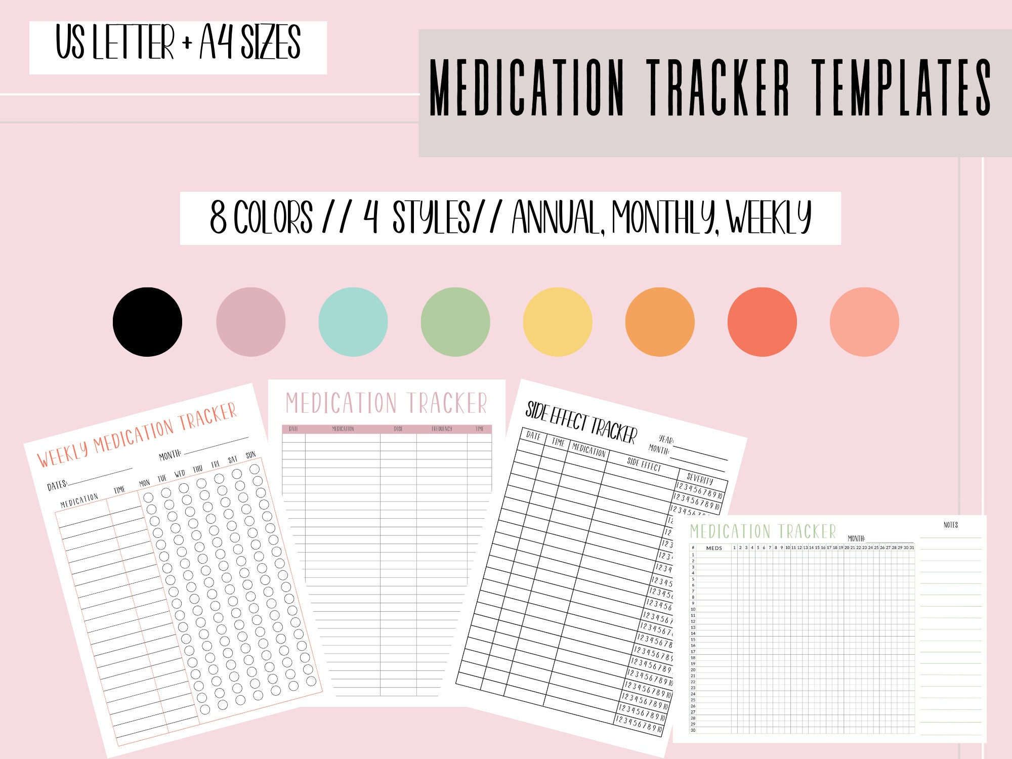 Medication Tracker Template Bundle, Printable Medication Chart, Medical ...