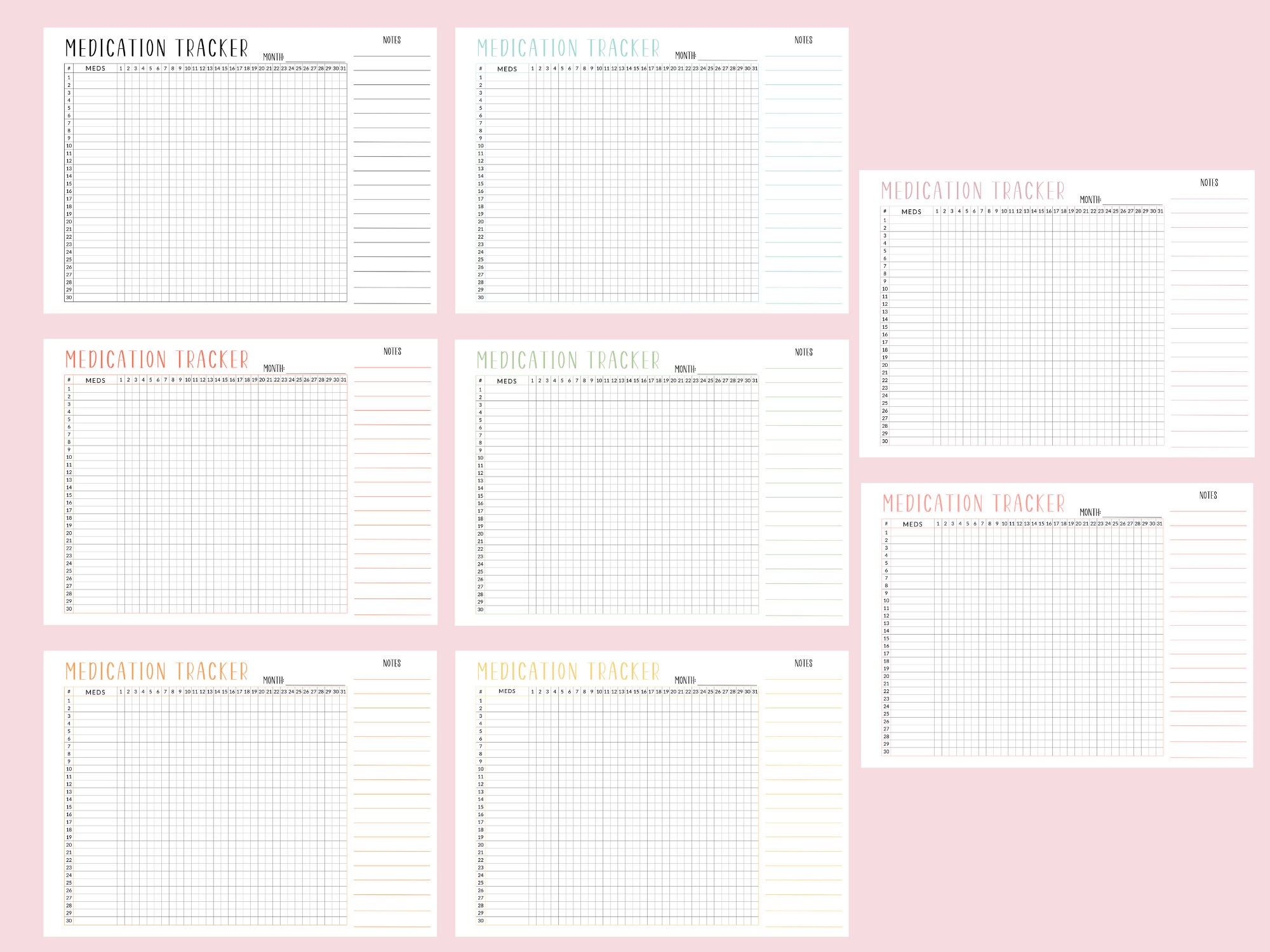 Medication Tracker Template Bundle, Printable Medication Chart, Medical ...