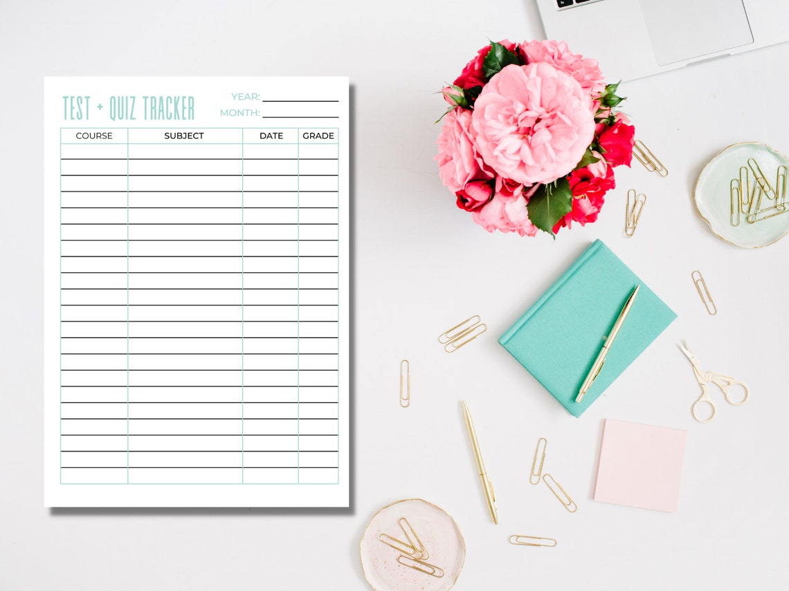 Test and Quiz Tracker Template, Test Planner, Quiz Planner,test and ...