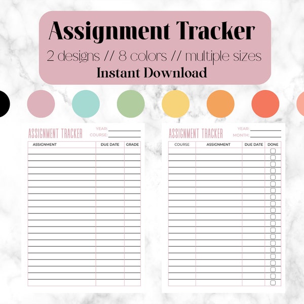 Assignment Tracker Excel - Etsy